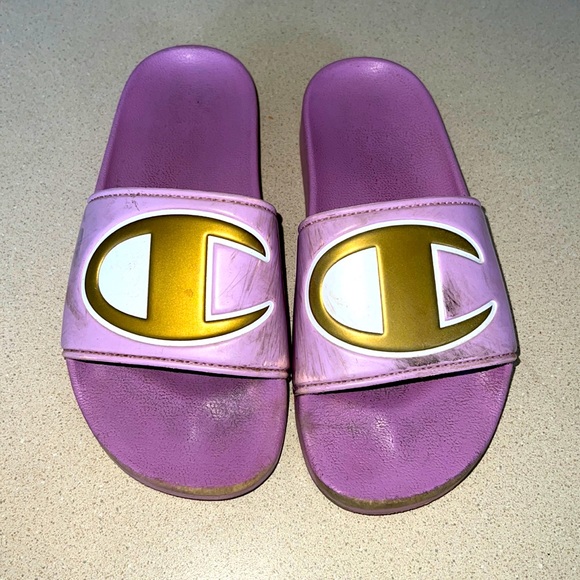 Champion | Shoes | 55 Champion Purple Gold Slides | Poshmark
